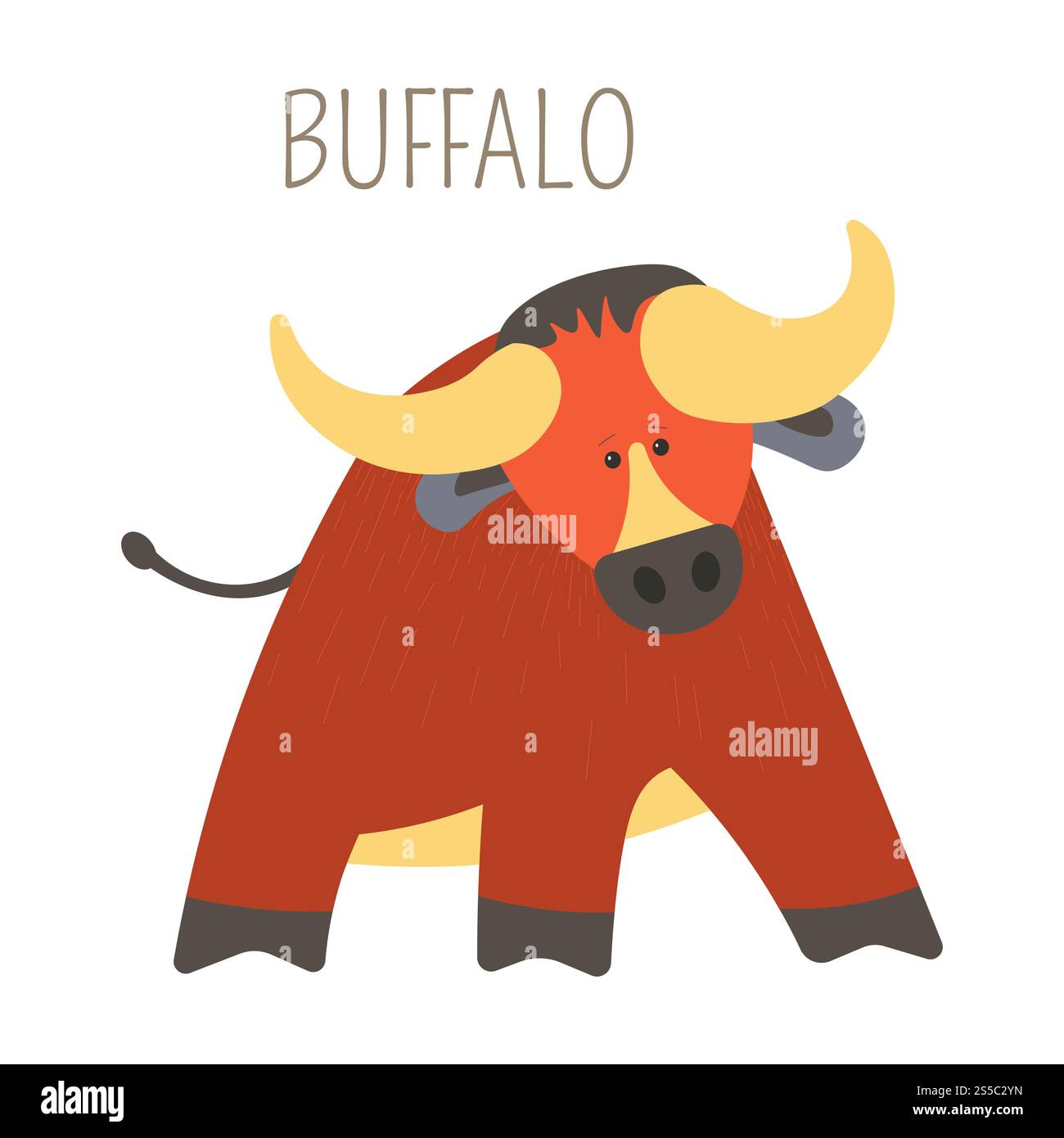 Buffalo with hooves and horns cartoon childish character from book ...