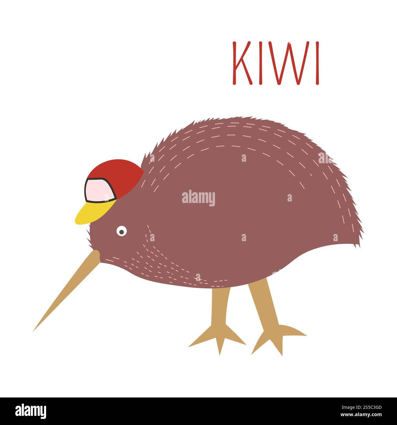 Kiwi bird in cartoon funny cute cap or hat from vector Australian or ...