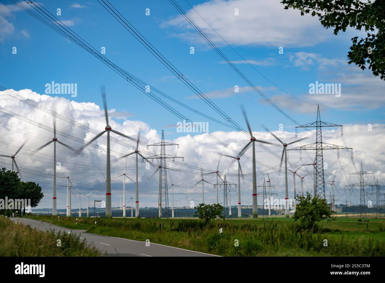 01/07.2024 German Wind Turbines across the landscape in the region of ...