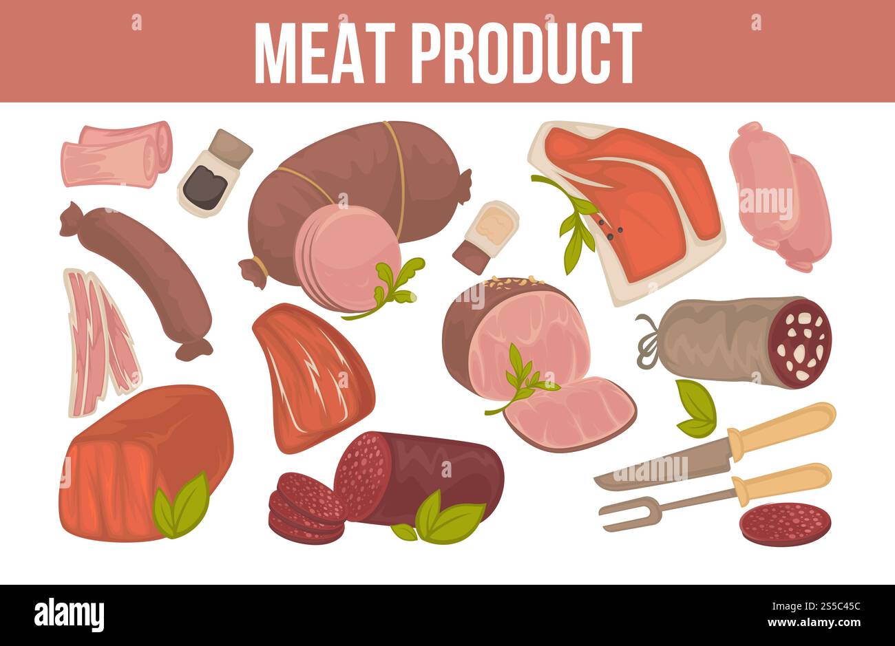 Meat product promotion banner with fresh animal origin food.Tasty ...