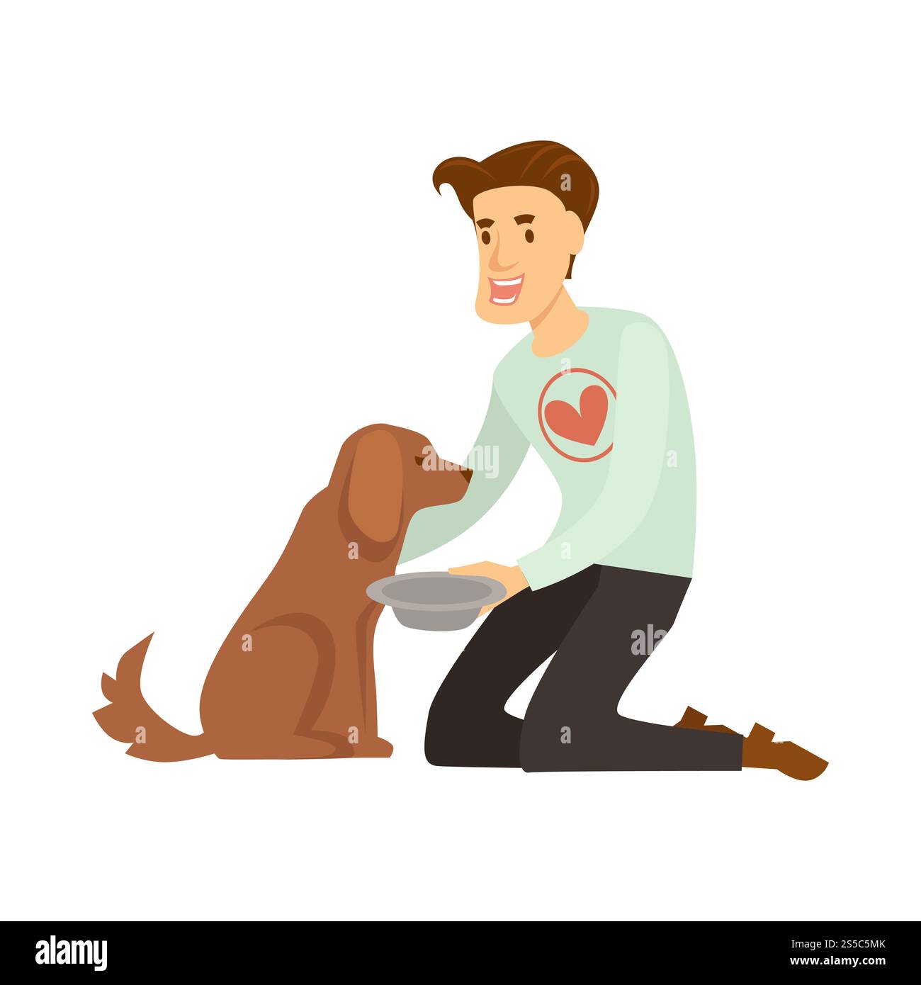 Volunteer in dog shelter feeds Stock Vector Images - Alamy