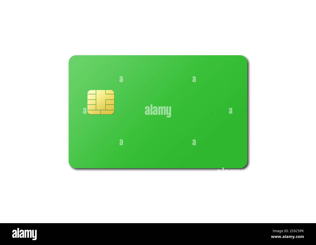 Green credit card template isolated on a white background. 3D ...