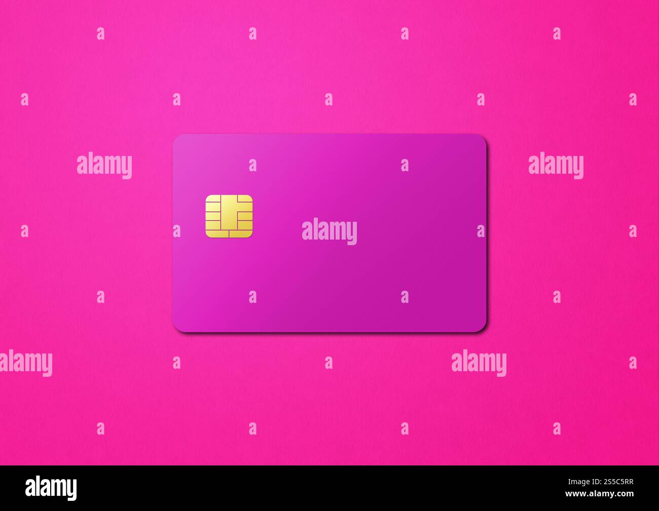 Pink credit card template isolated on a color background. 3D ...