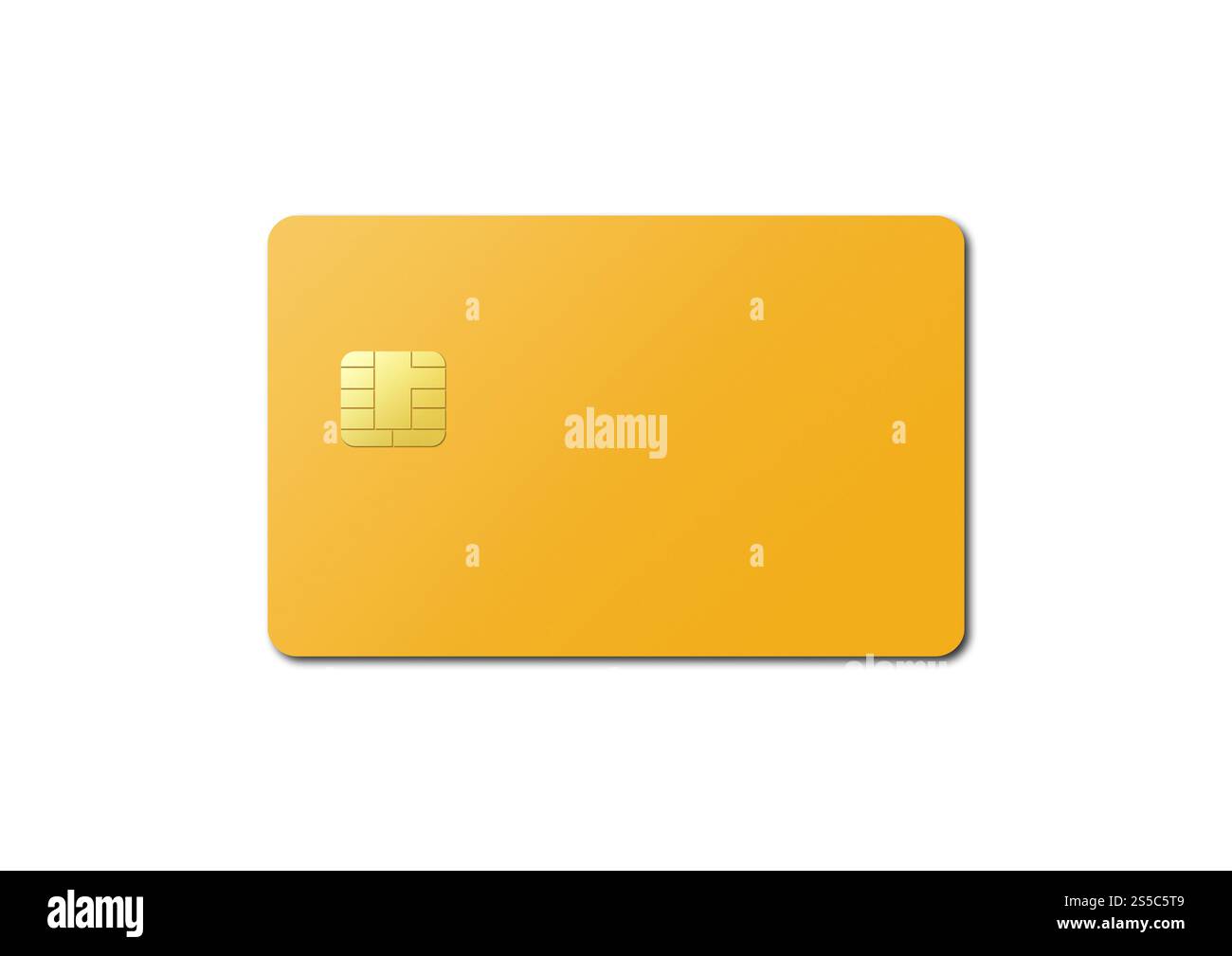 Yellow credit card template isolated on a white background. 3D ...