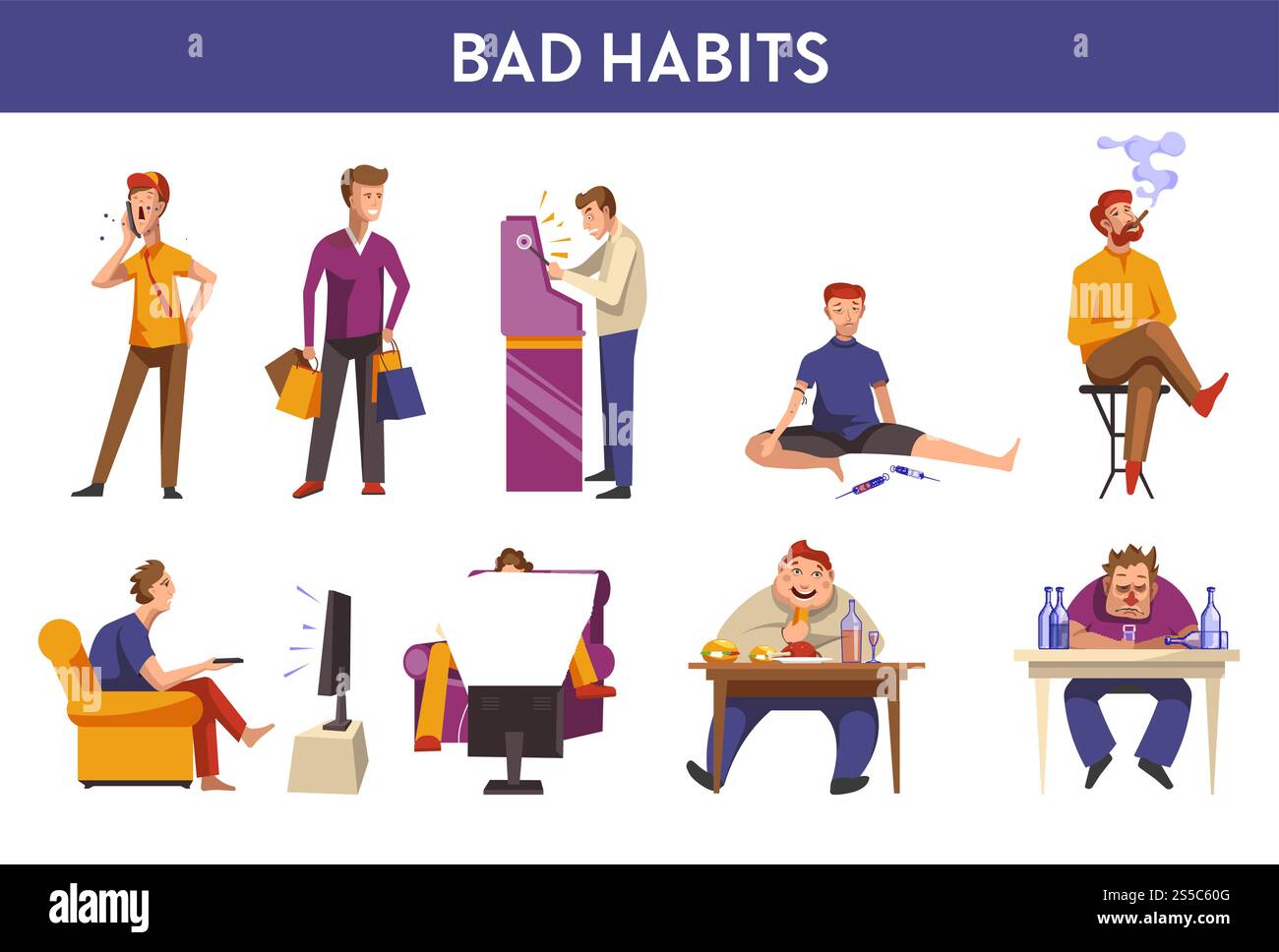 Bad habits set alcoholism hi-res stock photography and images - Alamy