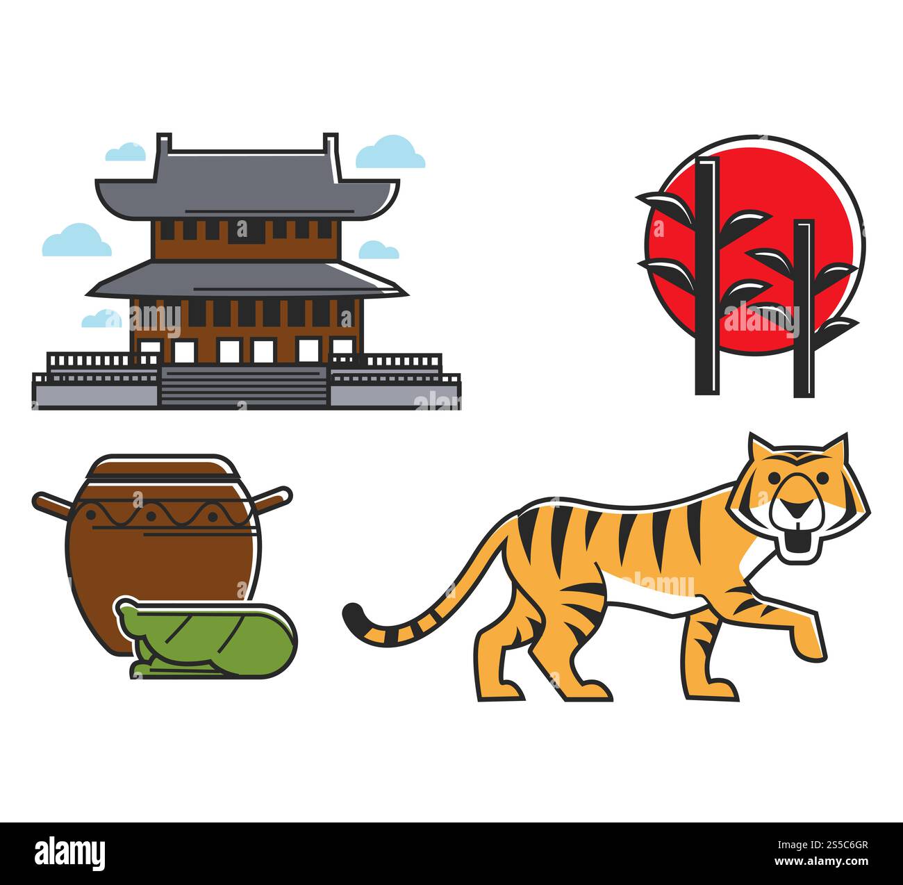 Chinese oriental various symbolic icons set. Traditional japanese ...