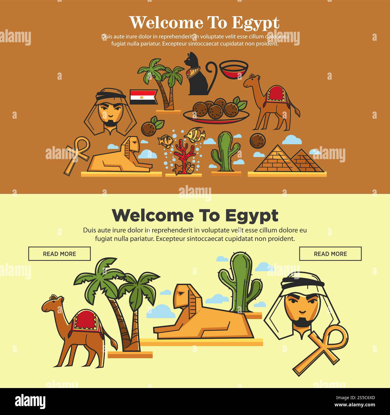Welcome to Egypt travelling poster set with headline and text sample ...