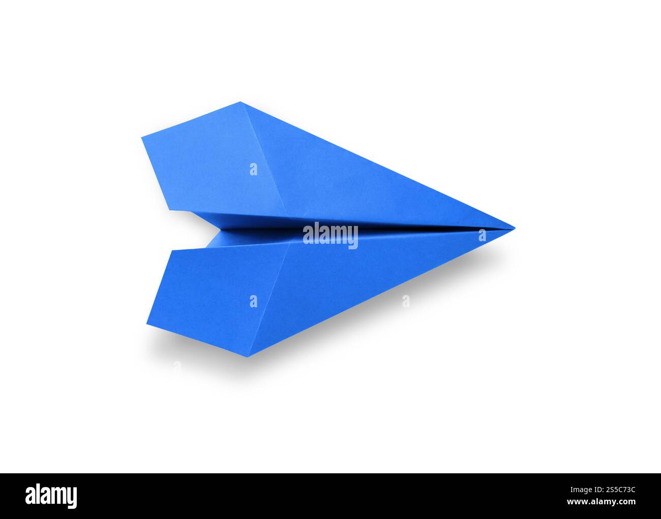Blue paper plane origami isolated on a blank white background. Blue ...