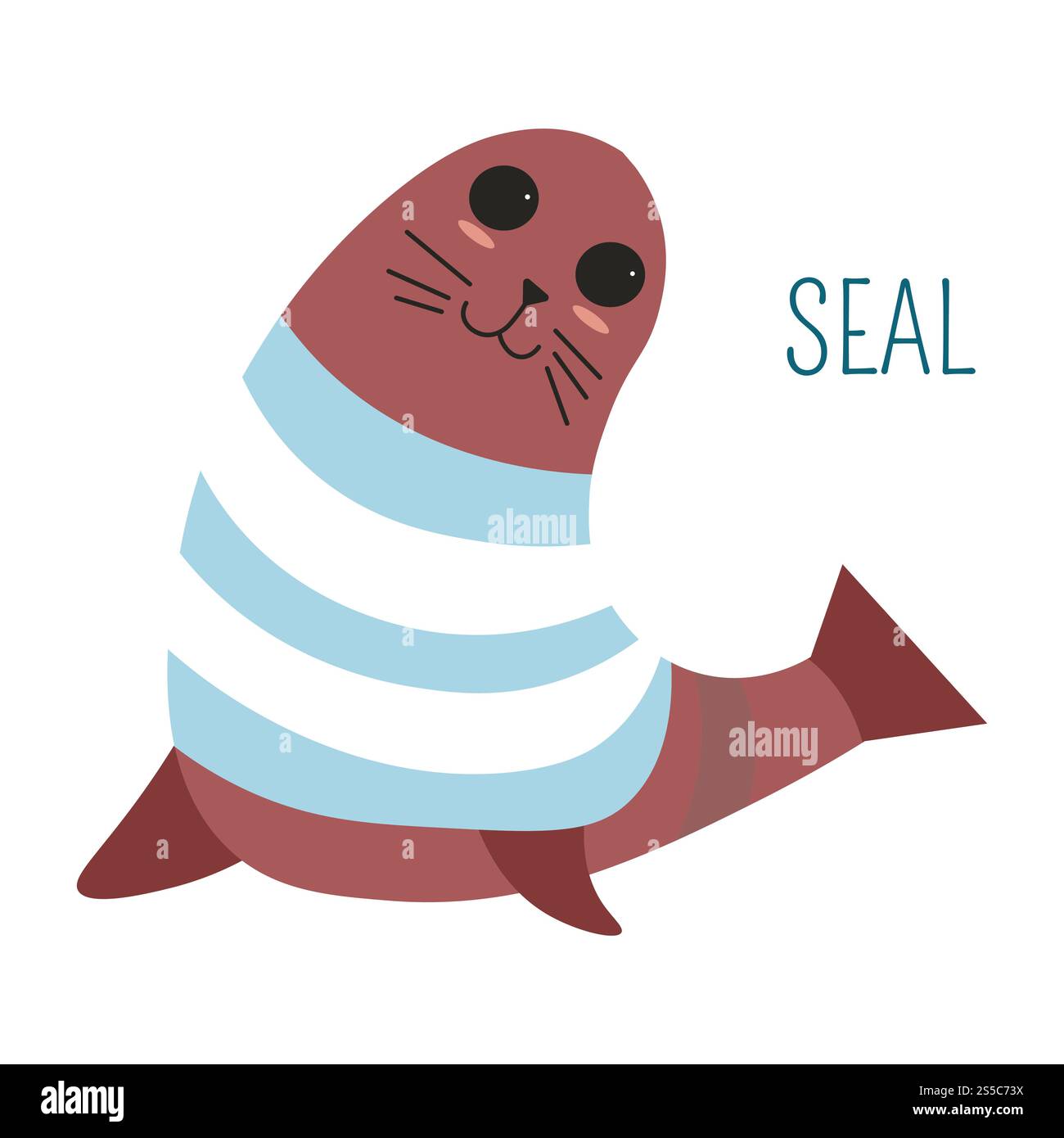 Seal in sweater childish cartoon book character. Adorable sea creature ...