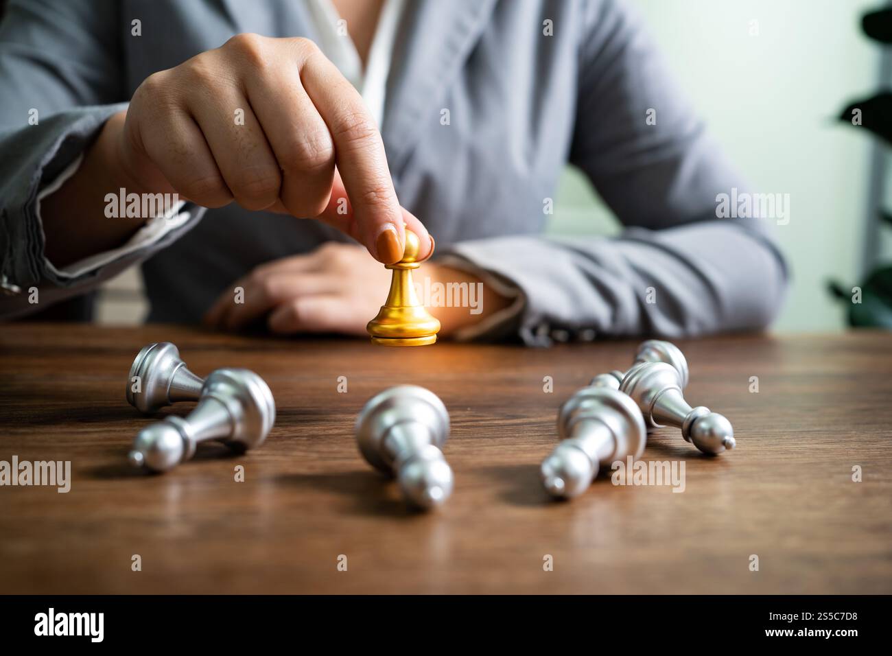Chess leadership victory concept with gold winner stand alone with ...