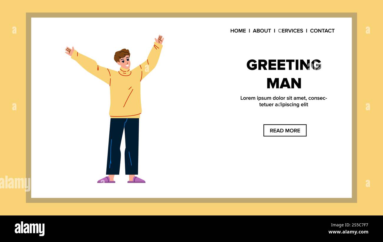 Greeting Man Welcoming With Happy Emotion Vector. Greeting Man Happy To ...