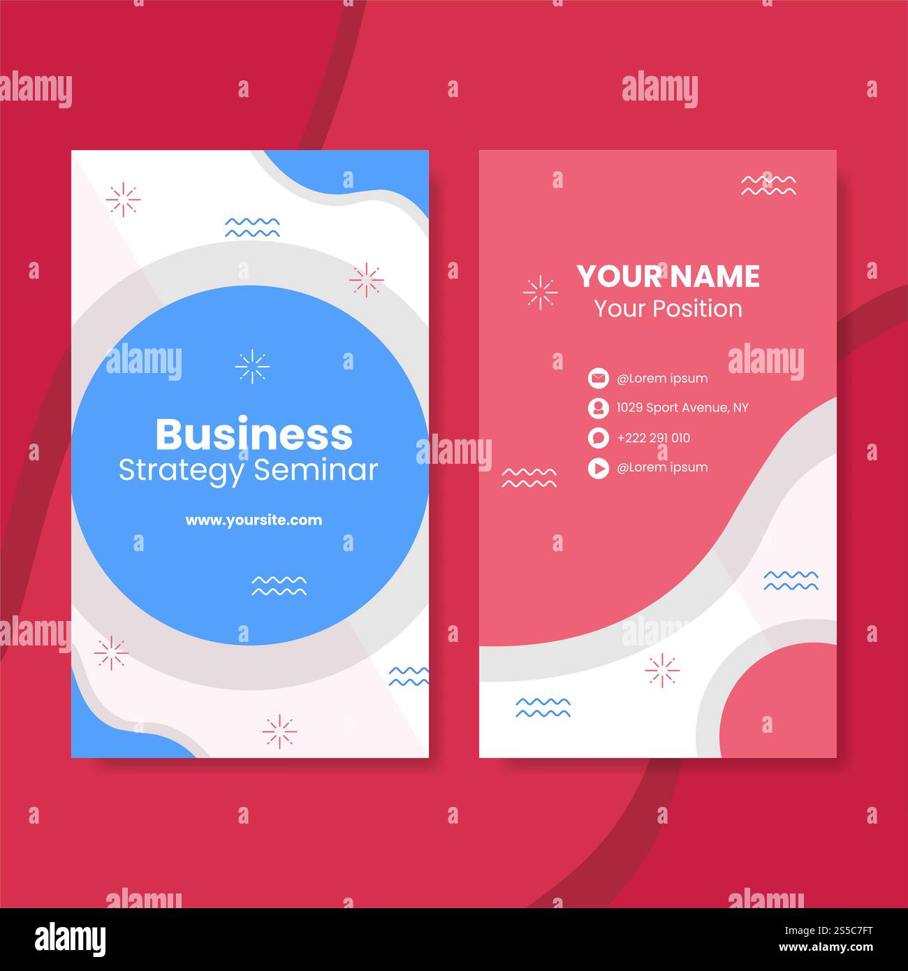 Business Seminar Id Card Template Flat Cartoon Background Vector ...