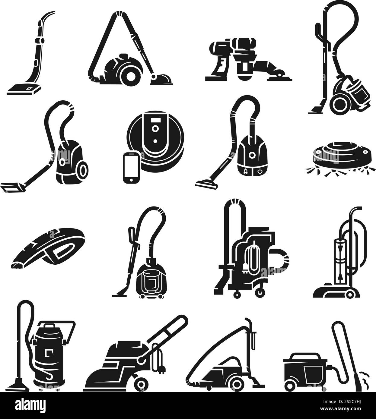 Vacuum cleaner icons set. Simple set of vacuum cleaner vector icons for ...