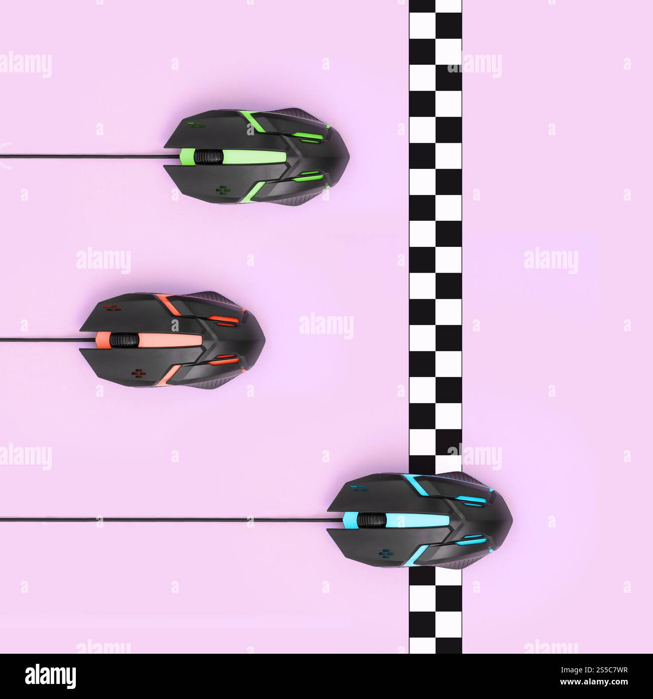 Metaphor of a sports race among computer mouses approaching the ...