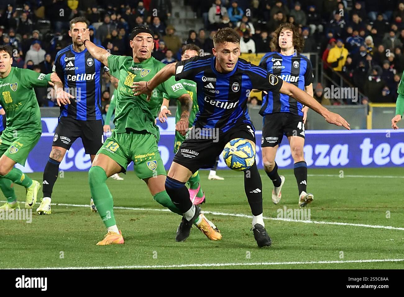 Pisa, Italy. 13th Jan, 2025. Simone Canestrelli (Pisa) thwarted by ...