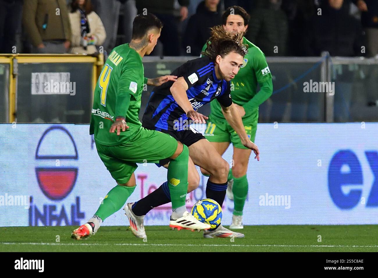Pisa, Italy. 13th Jan, 2025. Alexander Lind (Pisa) thwarted by Julian ...