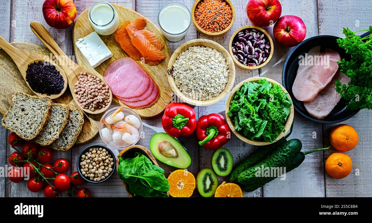 Foods representing TLC diet. Therapeutic Lifestyle Changes Stock Photo ...