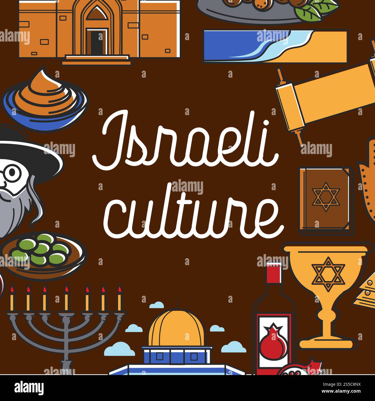 Israeli culture and religion symbols vector torah book and scrolls hi ...