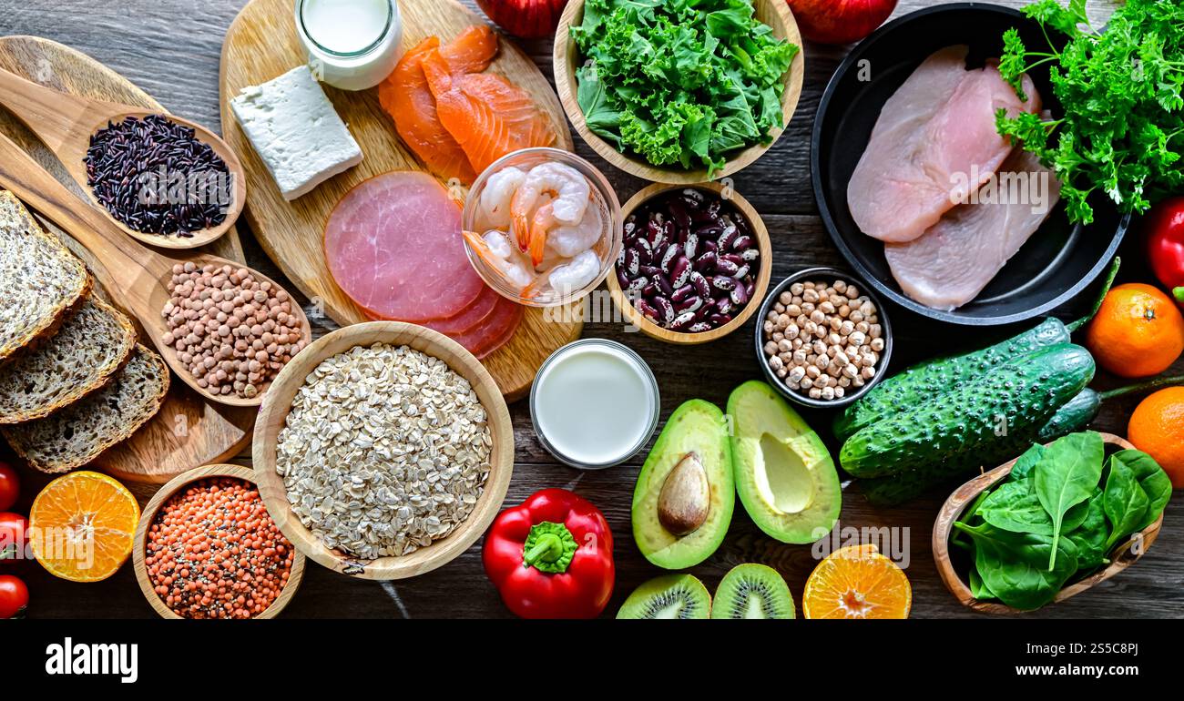Foods representing TLC diet. Therapeutic Lifestyle Changes Stock Photo ...