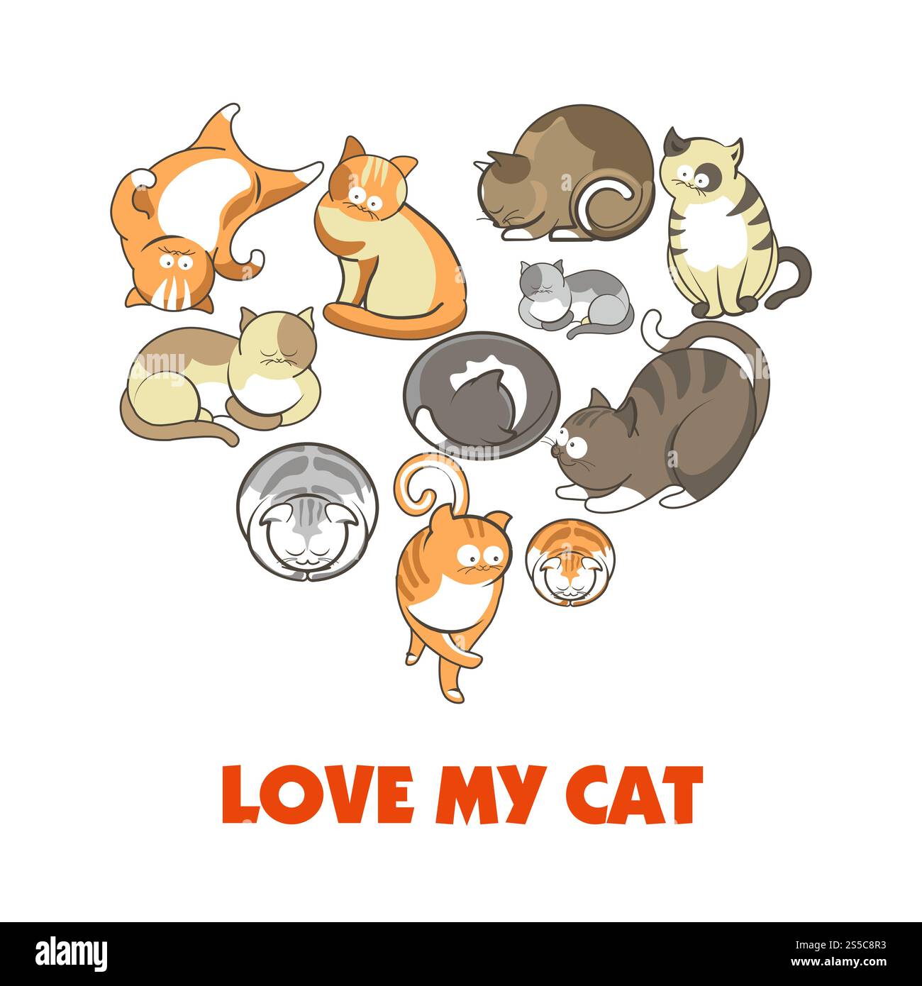 Love my cat promotional poster with fluffy domestic animals. Cute pets ...