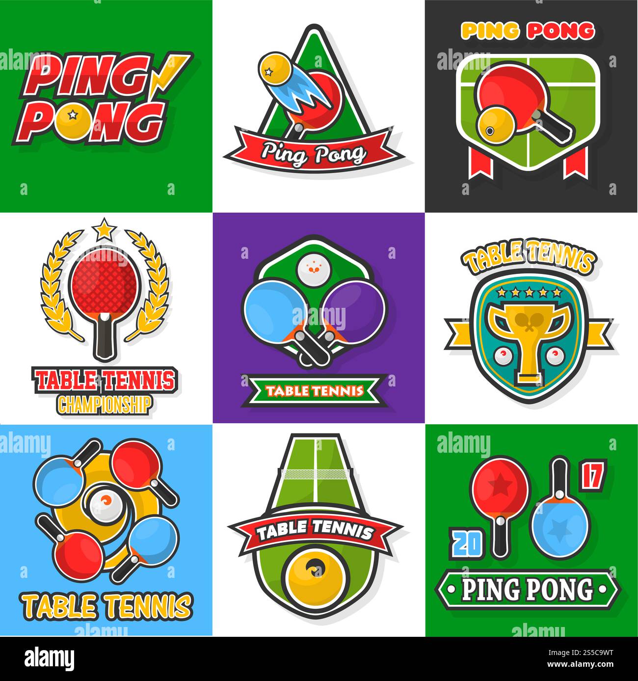 Ping pong or table tennis vector logo for sport club or game tournament ...
