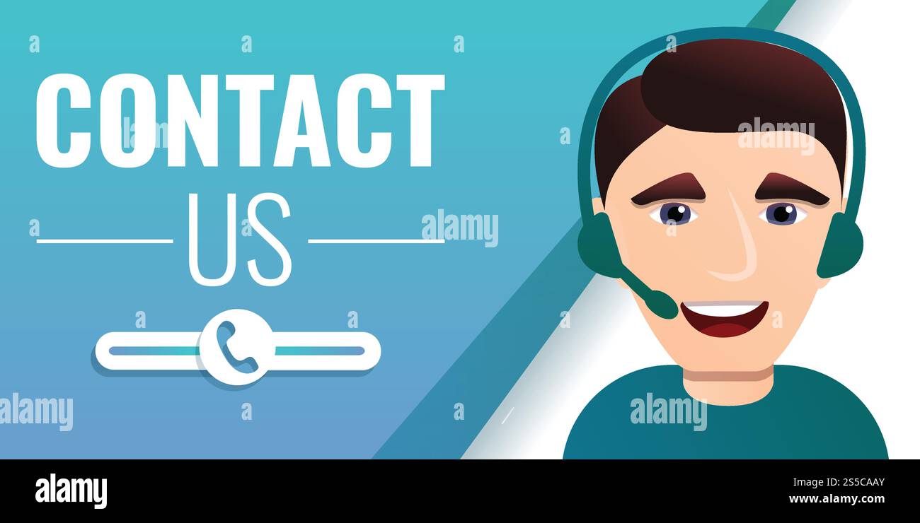 Contact us concept banner. Cartoon illustration of contact us vector ...