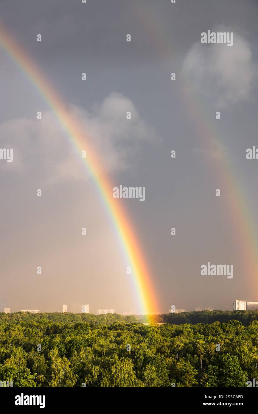 Aerial view double rainbow in hi-res stock photography and images - Alamy