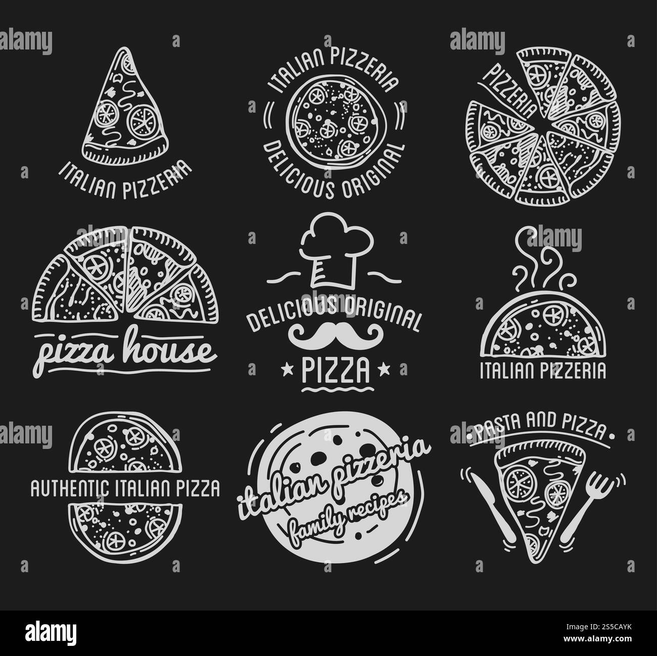 Pizza Label Design Typographic Set. Pizza festival or pizzafest ...