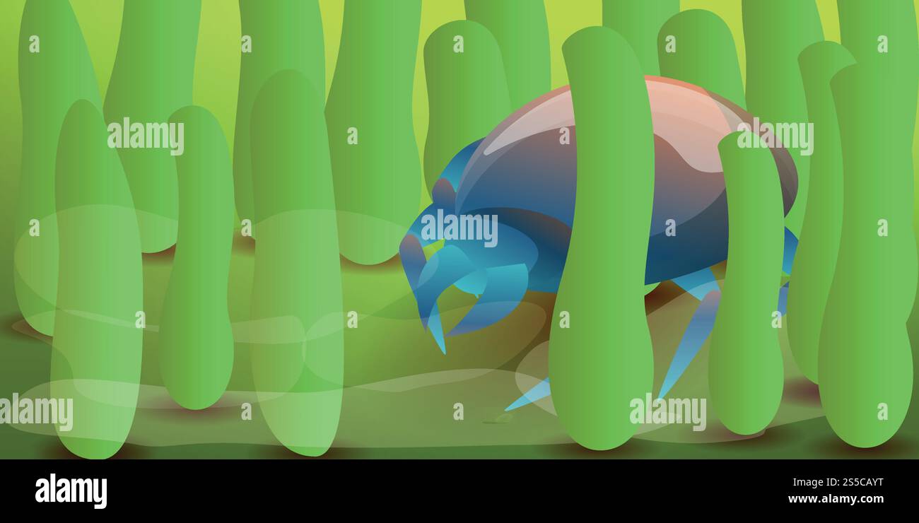 Microscope mite concept banner. Cartoon illustration of microscope mite ...