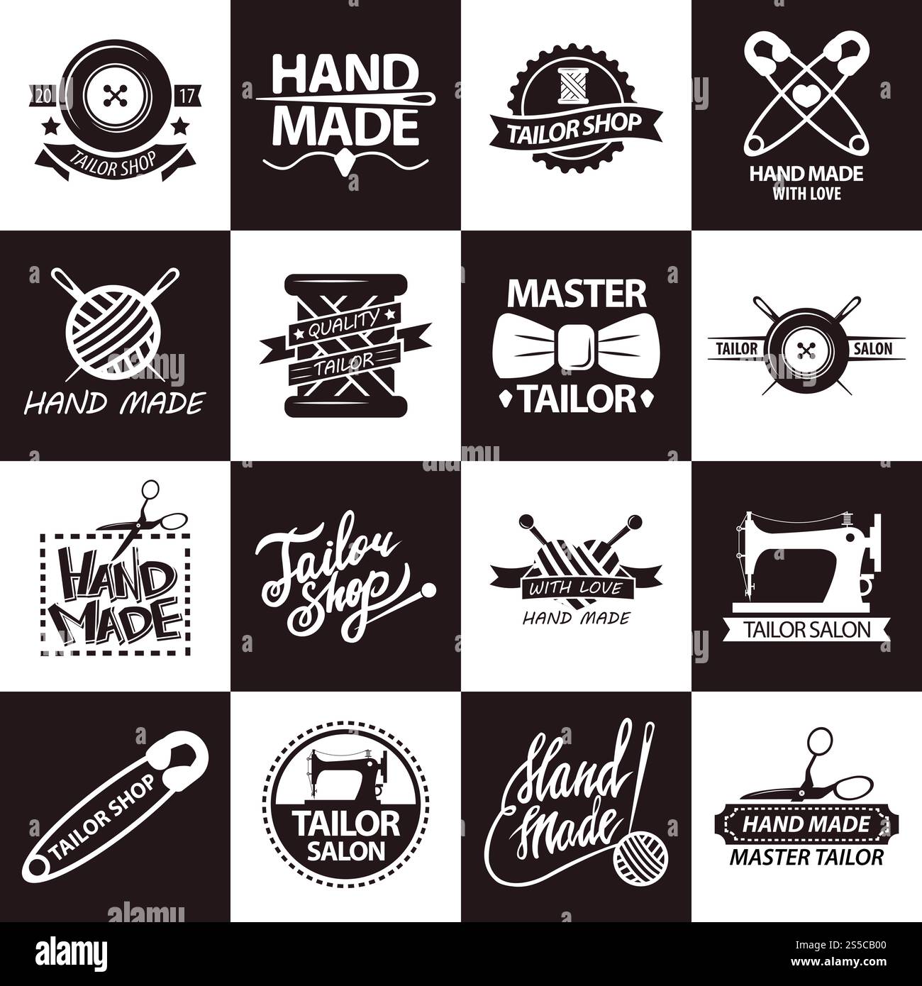 Tailor shop or dressmaker atelier salon vector logo templates of sewing ...