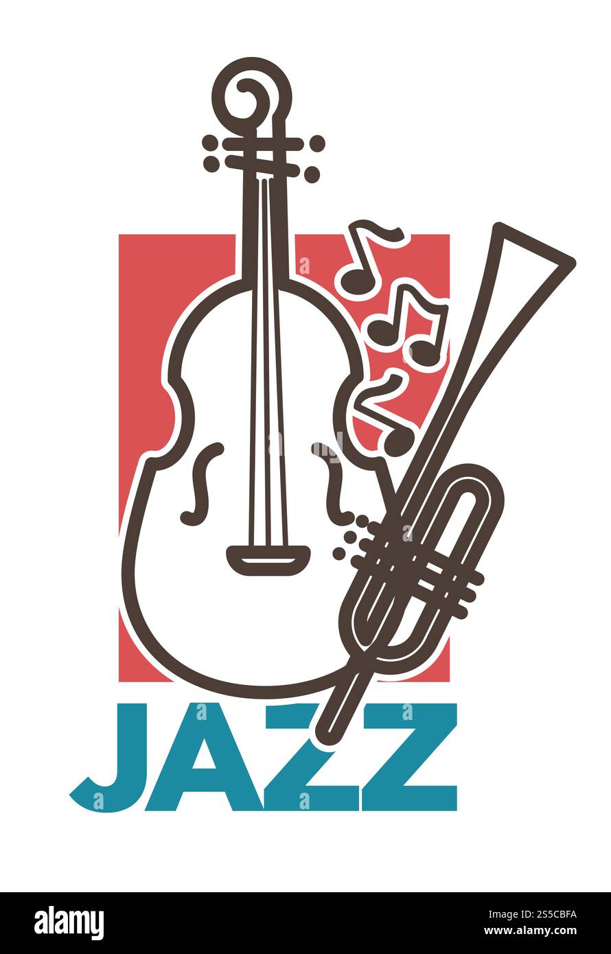 Jazz promo poster with classic musical instruments and notes. Huge ...