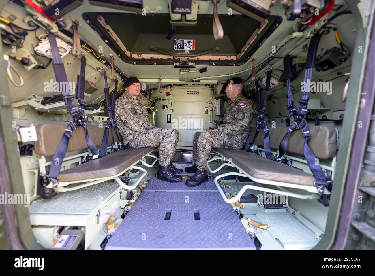 Croatian soldiers sits in the Bradley during the ceremonial handover of ...