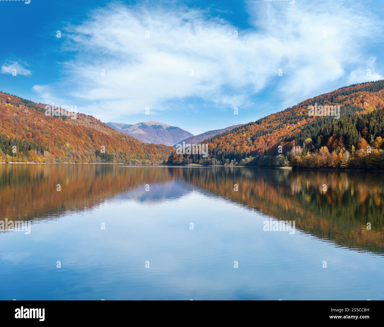 Vilshany water reservoir on the Tereblya river, Transcarpathia, Ukraine ...