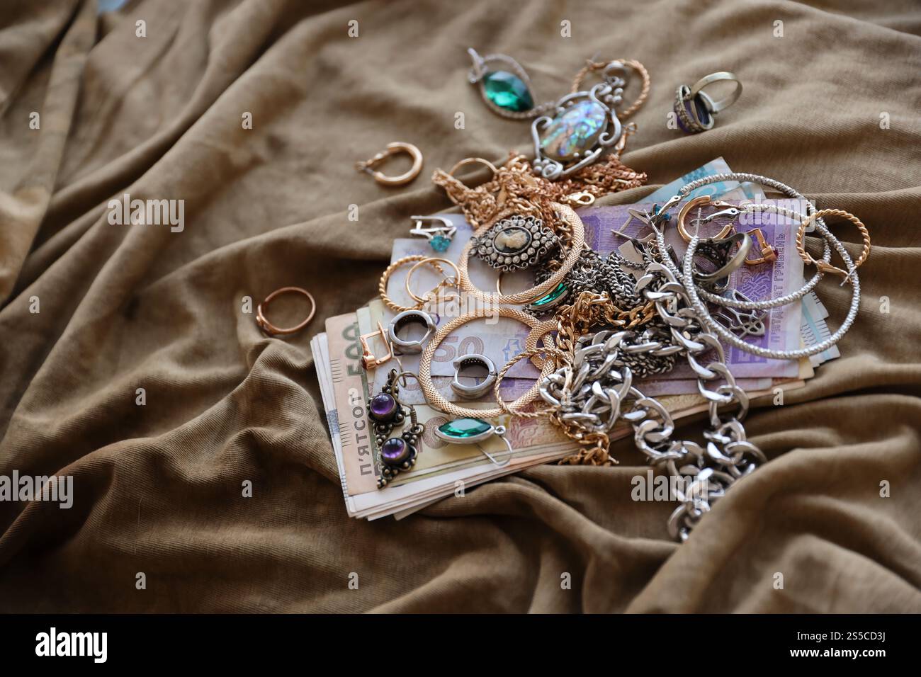 Fragment of a wide angle lens for a modern SLR camera. A photograph of ...