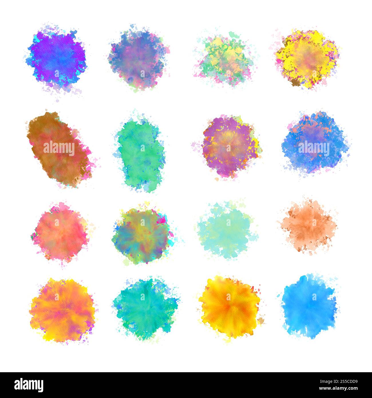 big set of watercolor stain splatter texture design Stock Photo - Alamy