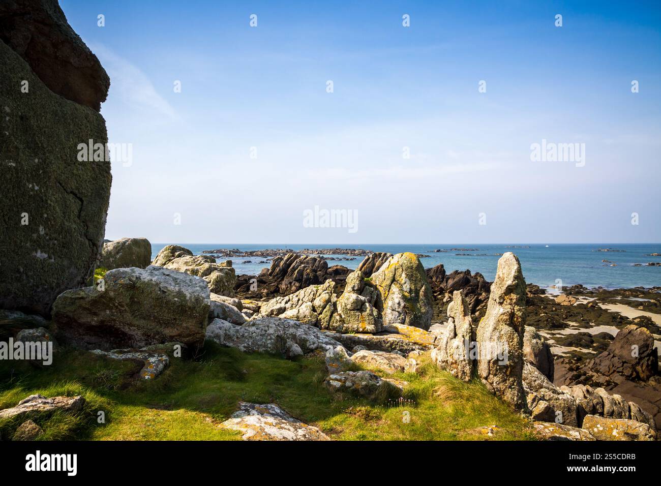 Chausey island coast and cliffs landscape in Brittany, France. Chausey ...