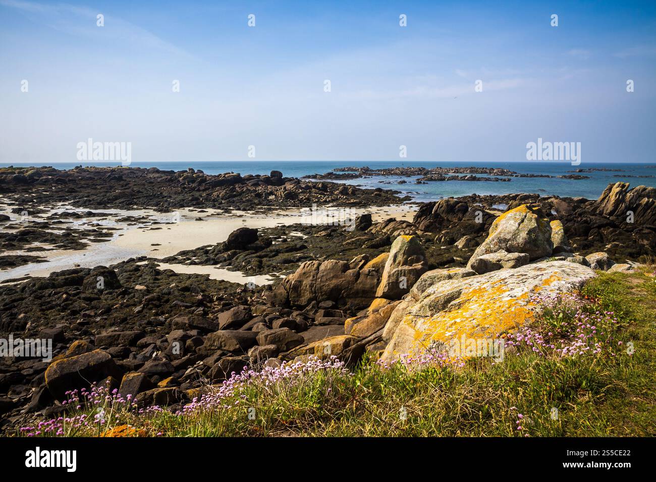 Chausey island coast and cliffs landscape in Brittany, France. Chausey ...