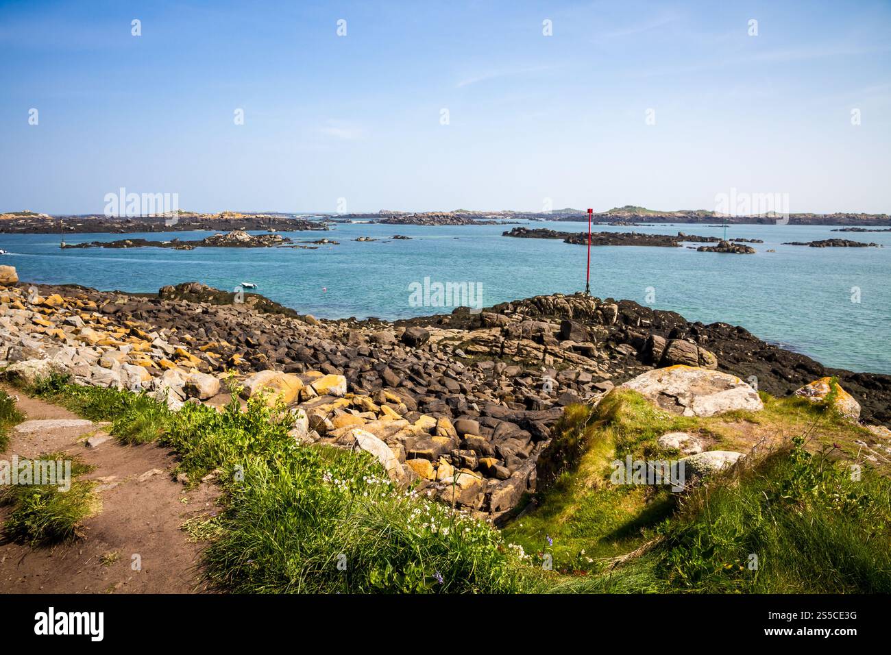 Chausey island coast and cliffs landscape in Brittany, France. Chausey ...