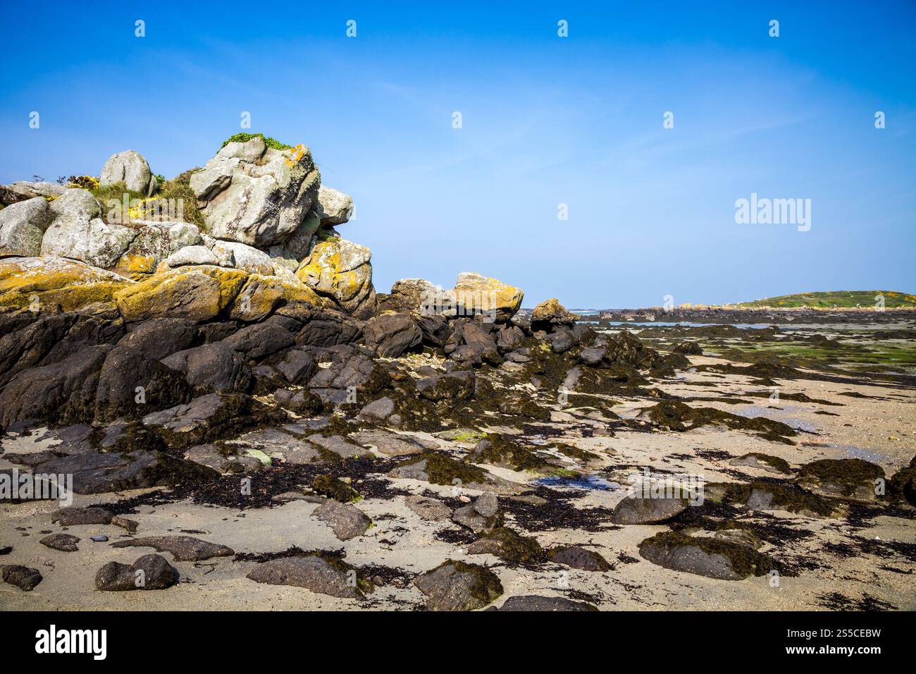 Chausey island coast, beach and cliffs landscape in Brittany, France ...