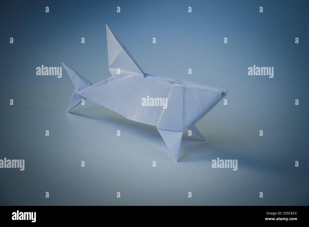 Paper shark origami isolated on a blank background. Paper shark origami ...