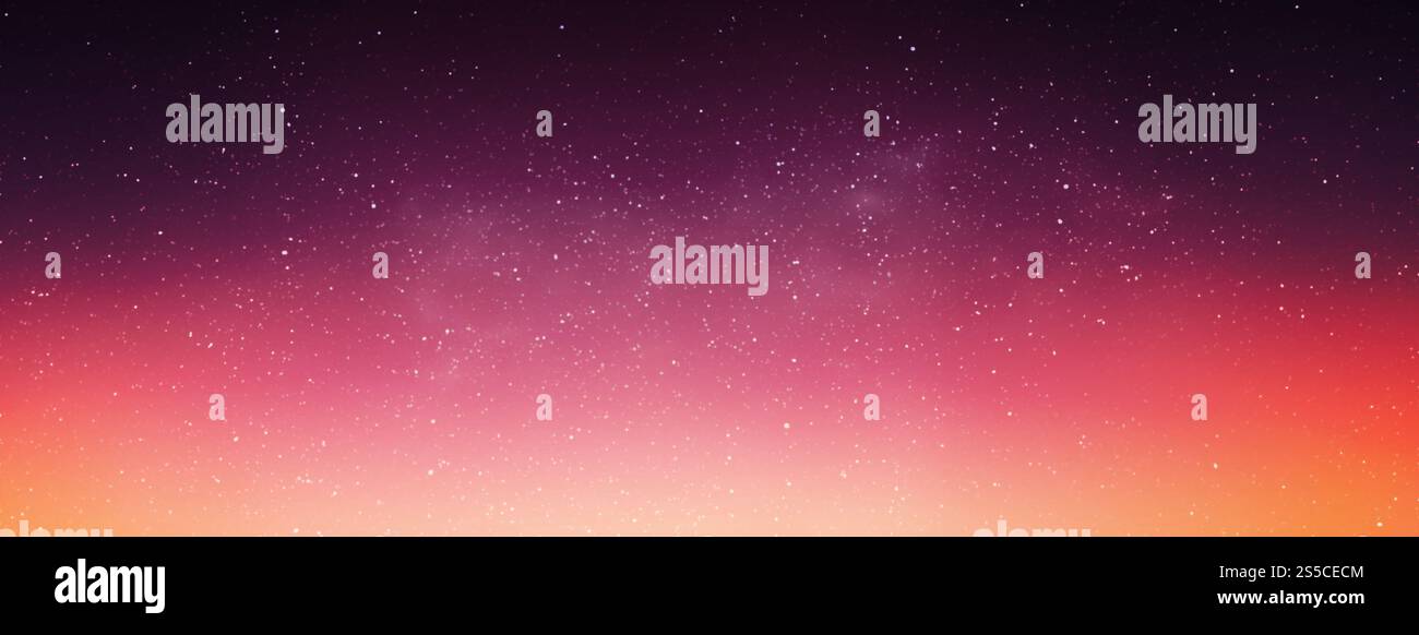 Night starry sky at sunset. Red galaxy, horizontal banner. 3d ...