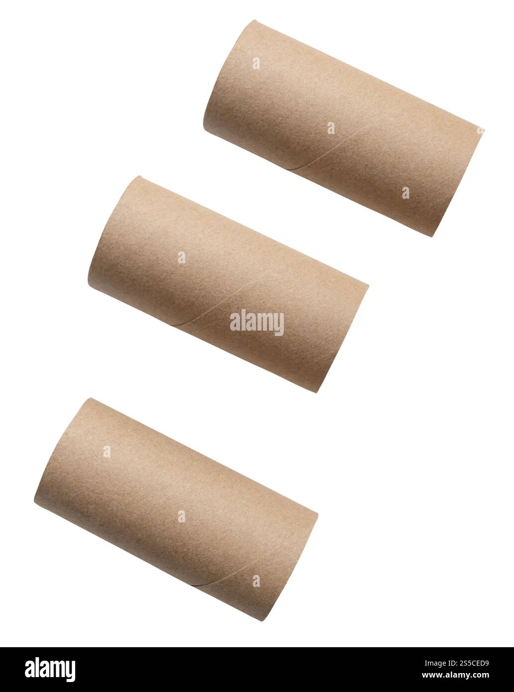 Top view set of tissue paper cores or napkin in strange shape after use ...