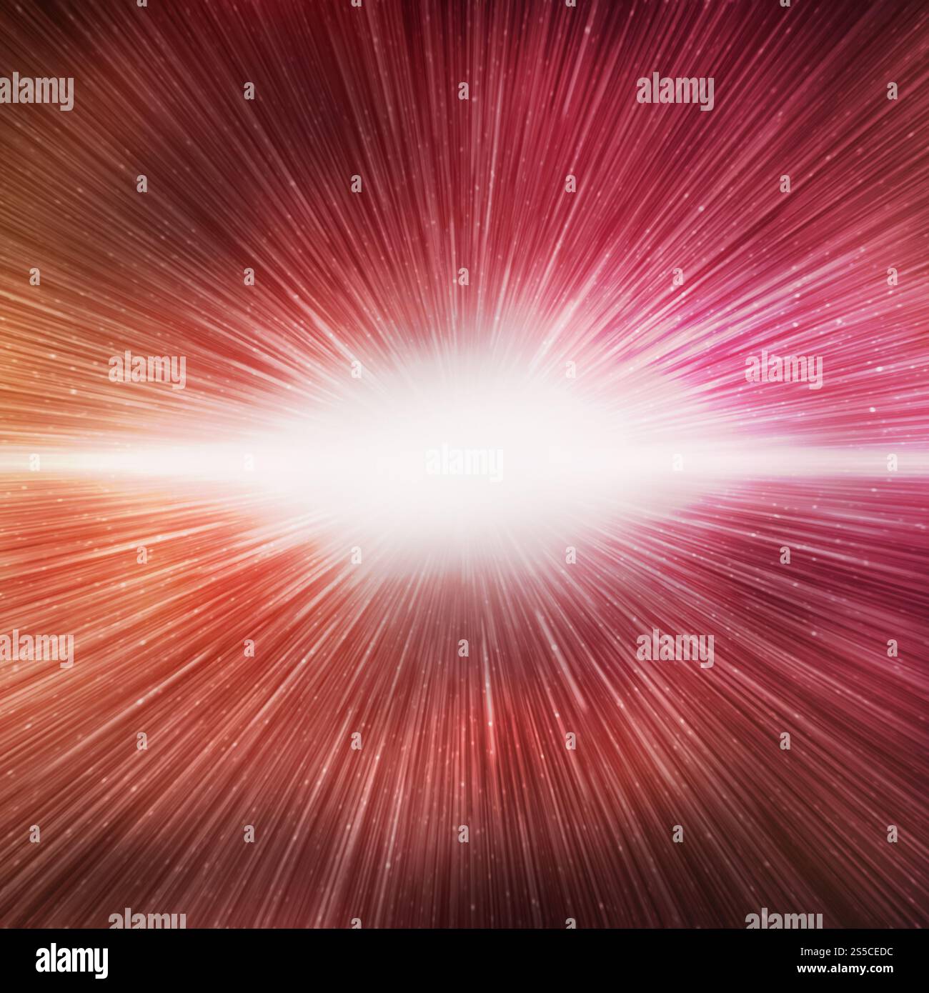 Big bang effect on bright red galaxy sky, square background. 3d ...