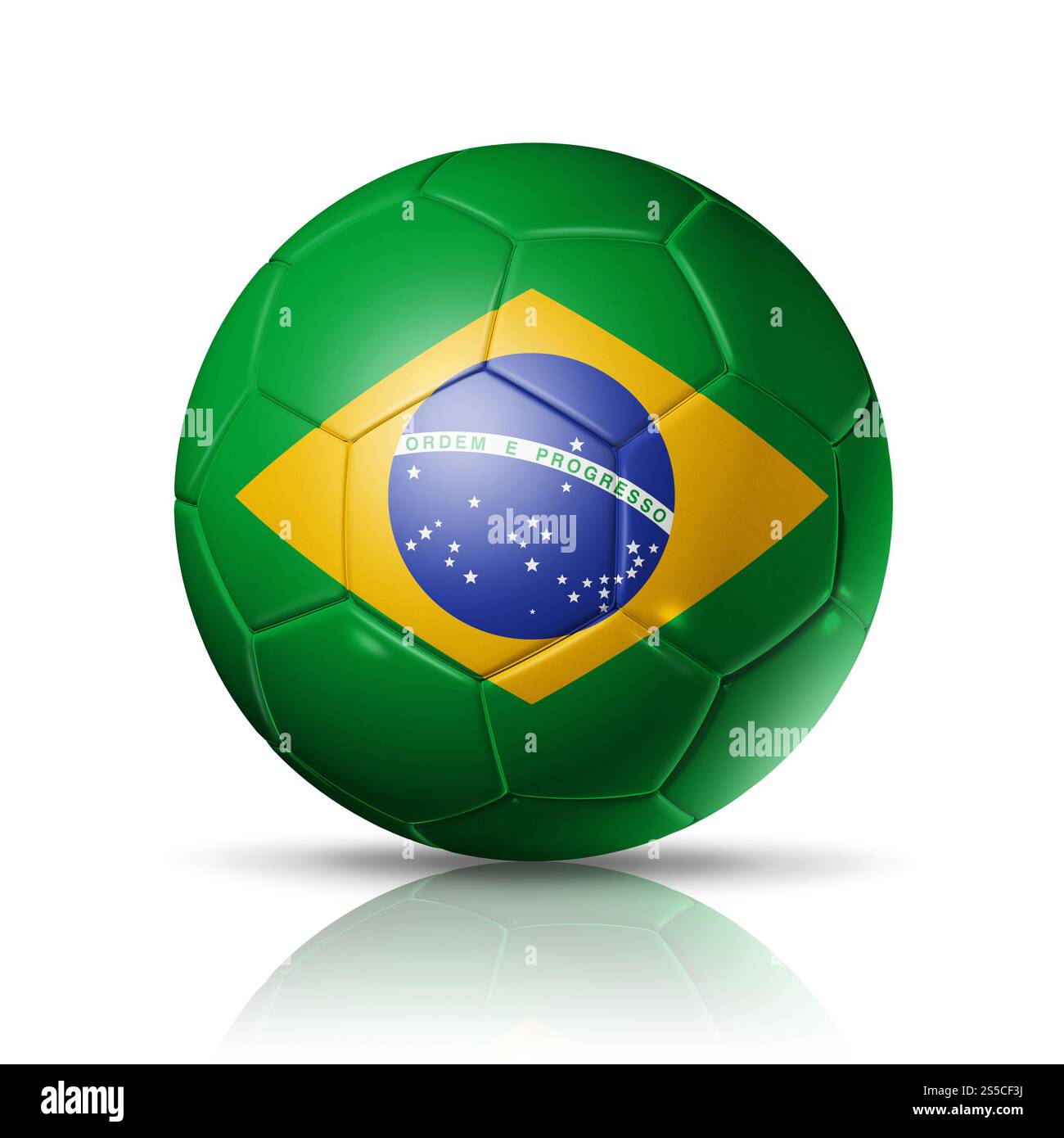 3D soccer ball with brazil flag, football 2022. isolated on white with ...
