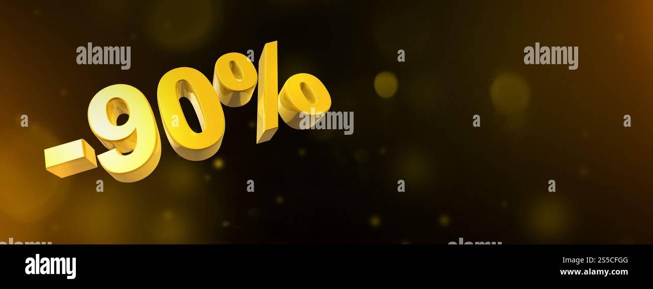 90% off discount. Offer sale. 3D illustration isolated on black ...