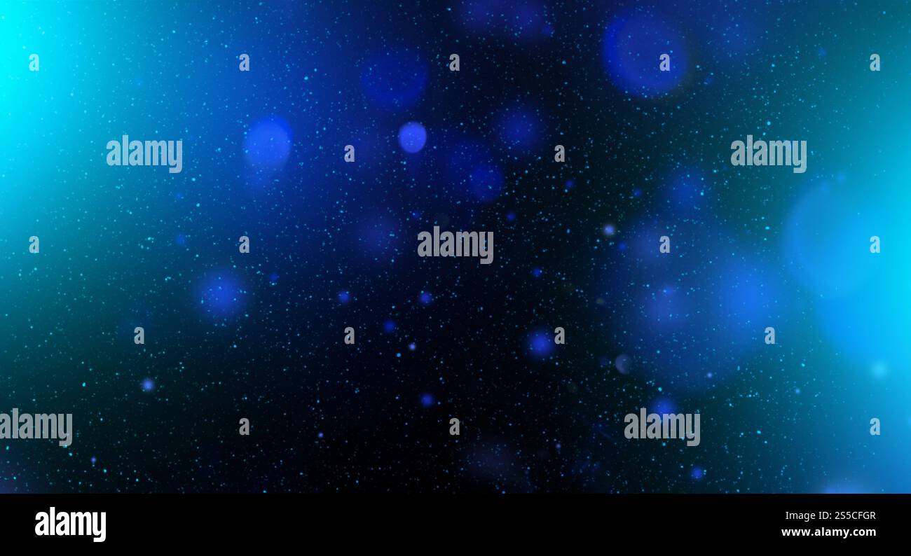 Blue colorful starry sky, horizontal galaxy background banner. Blue ...