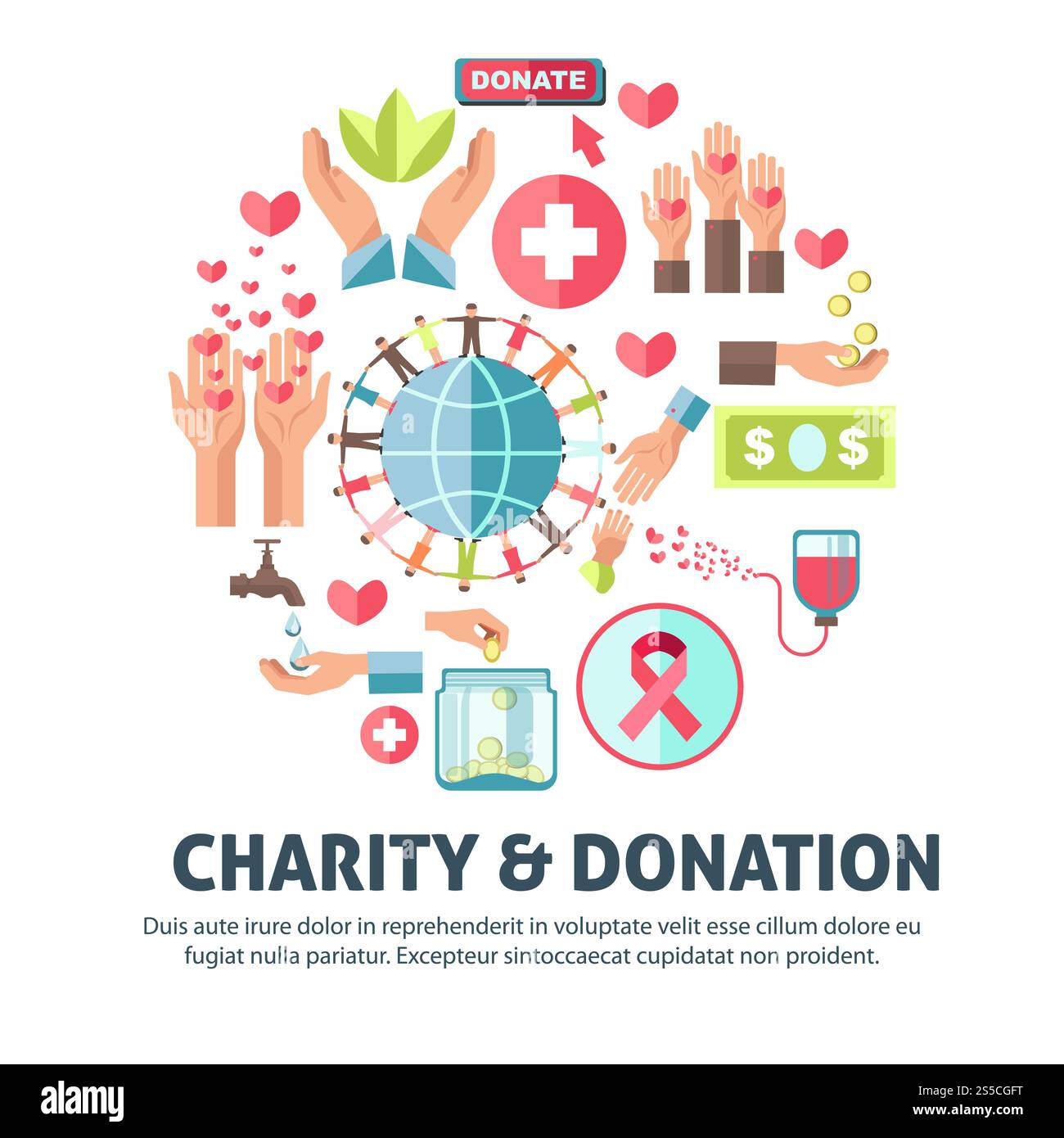 Charity and donation poster for social foundation action. Vector ...