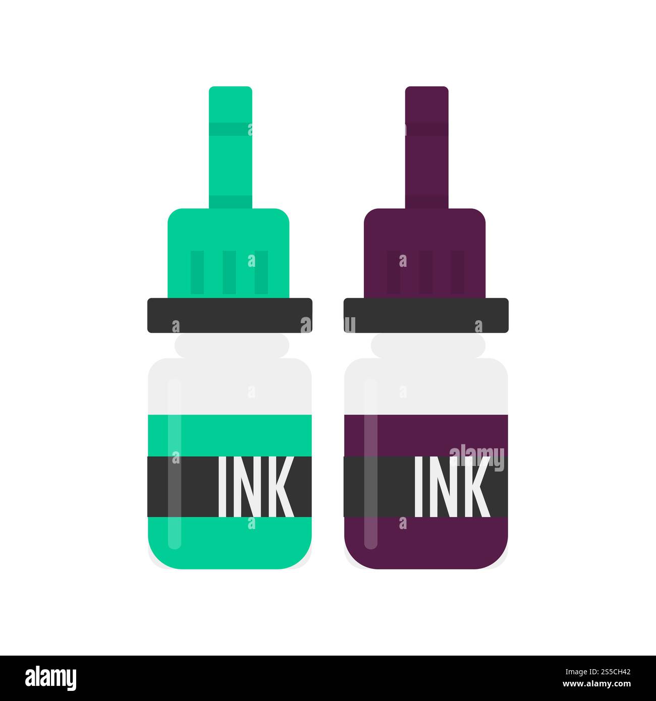 Tattoo ink for tattooing of clients skin vector. Bottles with liquids ...