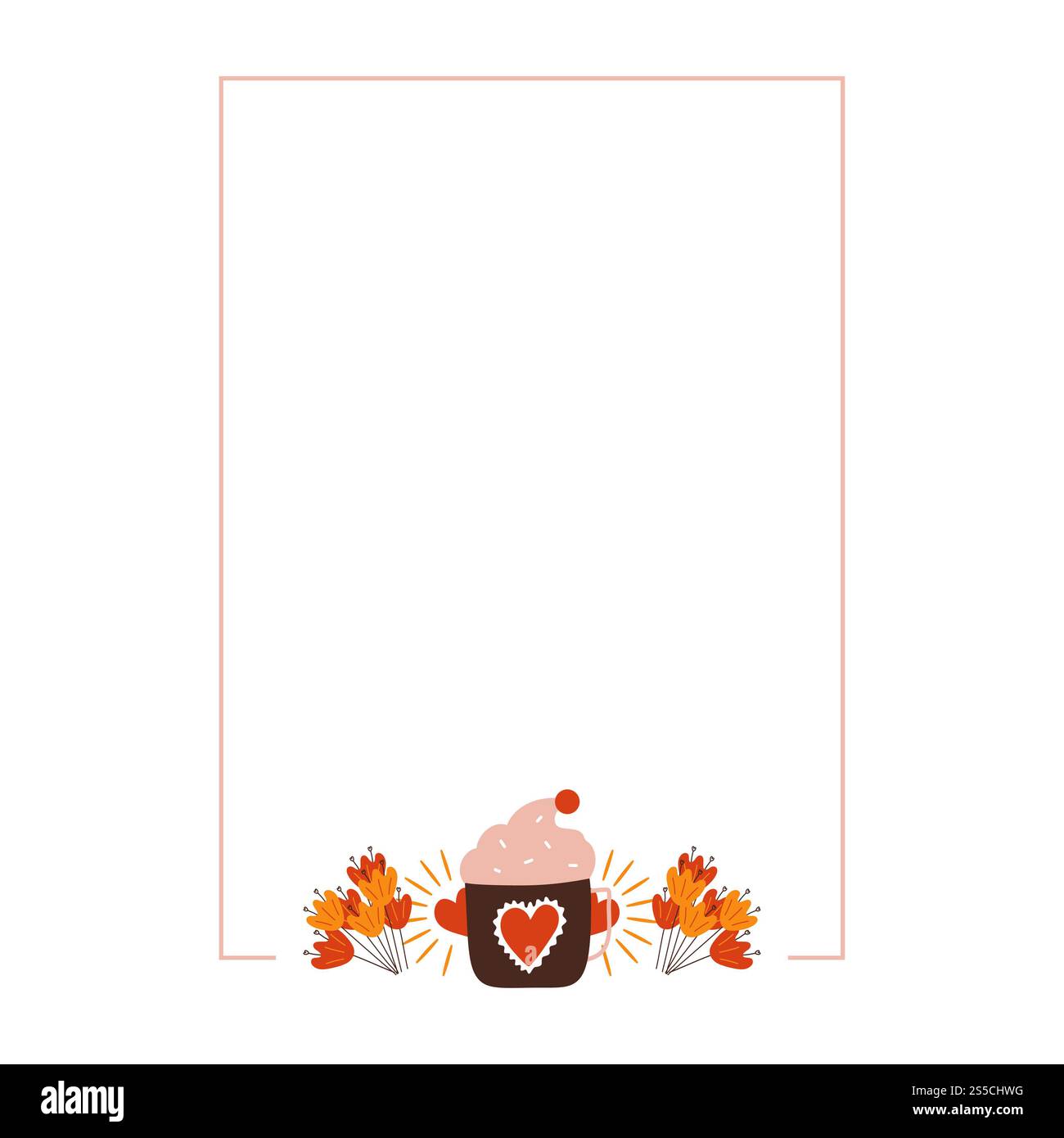 The image depicts a pixel art drawing of a mug of warm cocoa topped ...