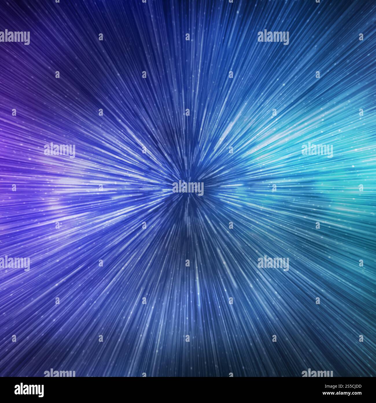 Hyperspace speed effect in night starry sky. Bright blue galaxy, square ...